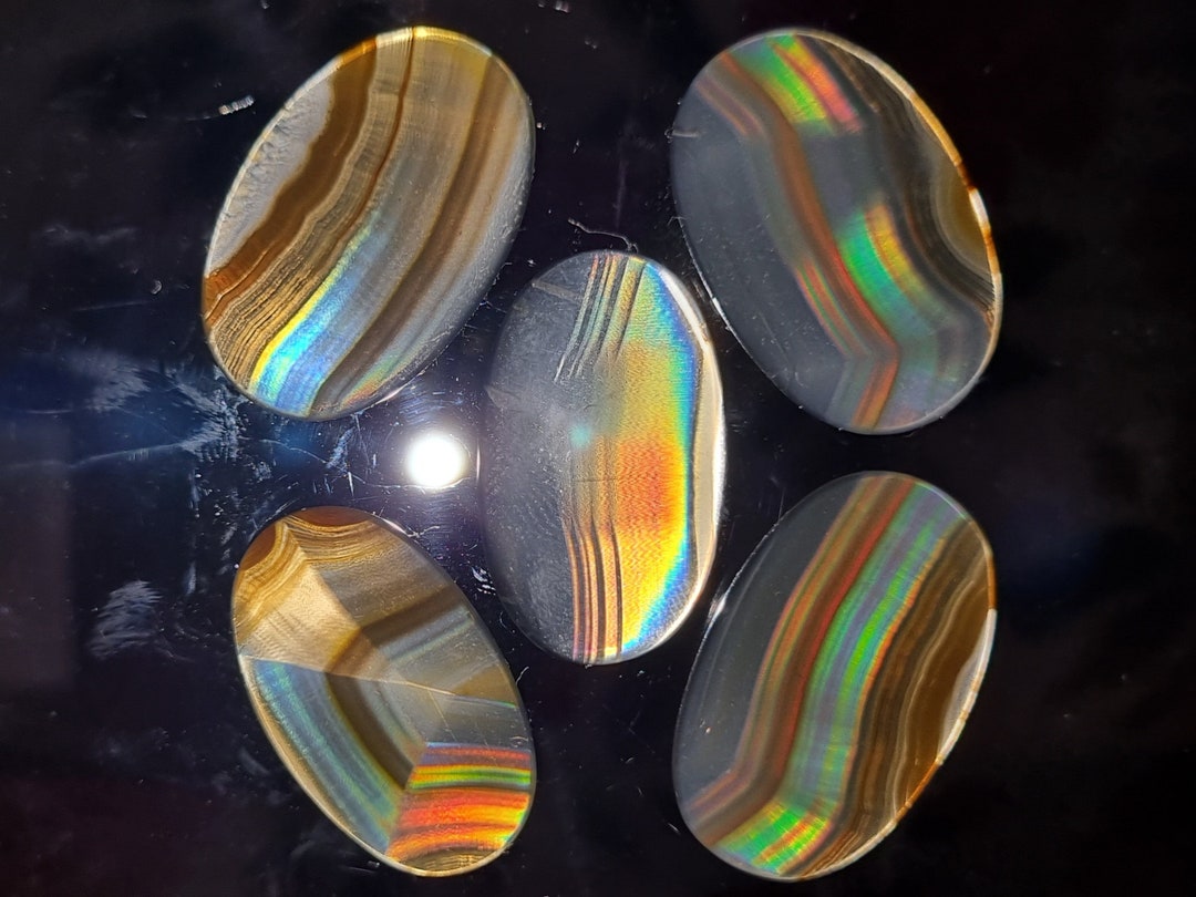Bulk 5 Pcs Beautiful Agate Slice Cabochon Good Quality Iris Rainbow ...