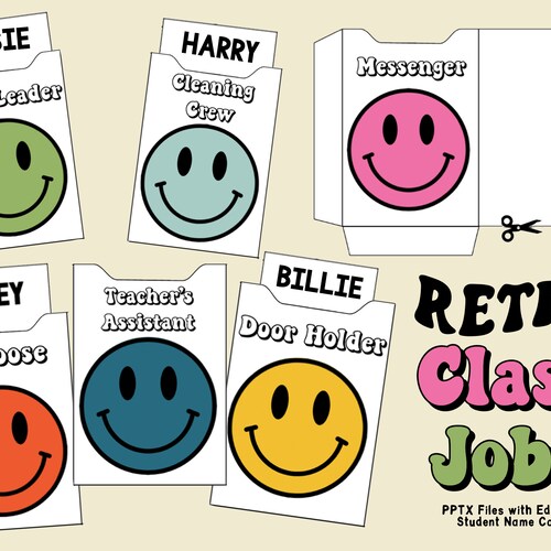 Retro Themed Classroom Jobs Classroom Decor Groovy Class - Etsy