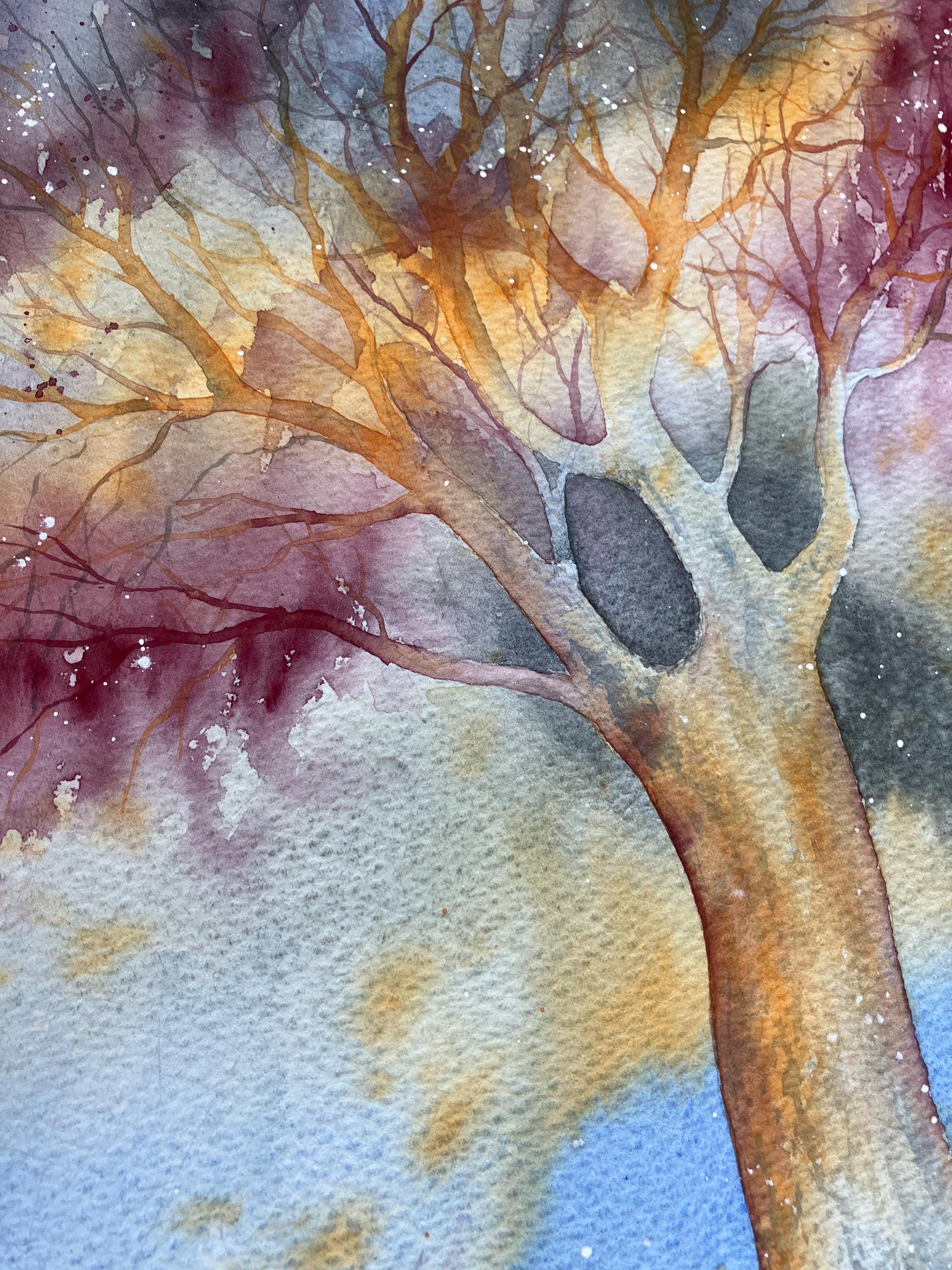 Original Watercolor Painting of a Dreamy Colorful Tree, Dreamy ...
