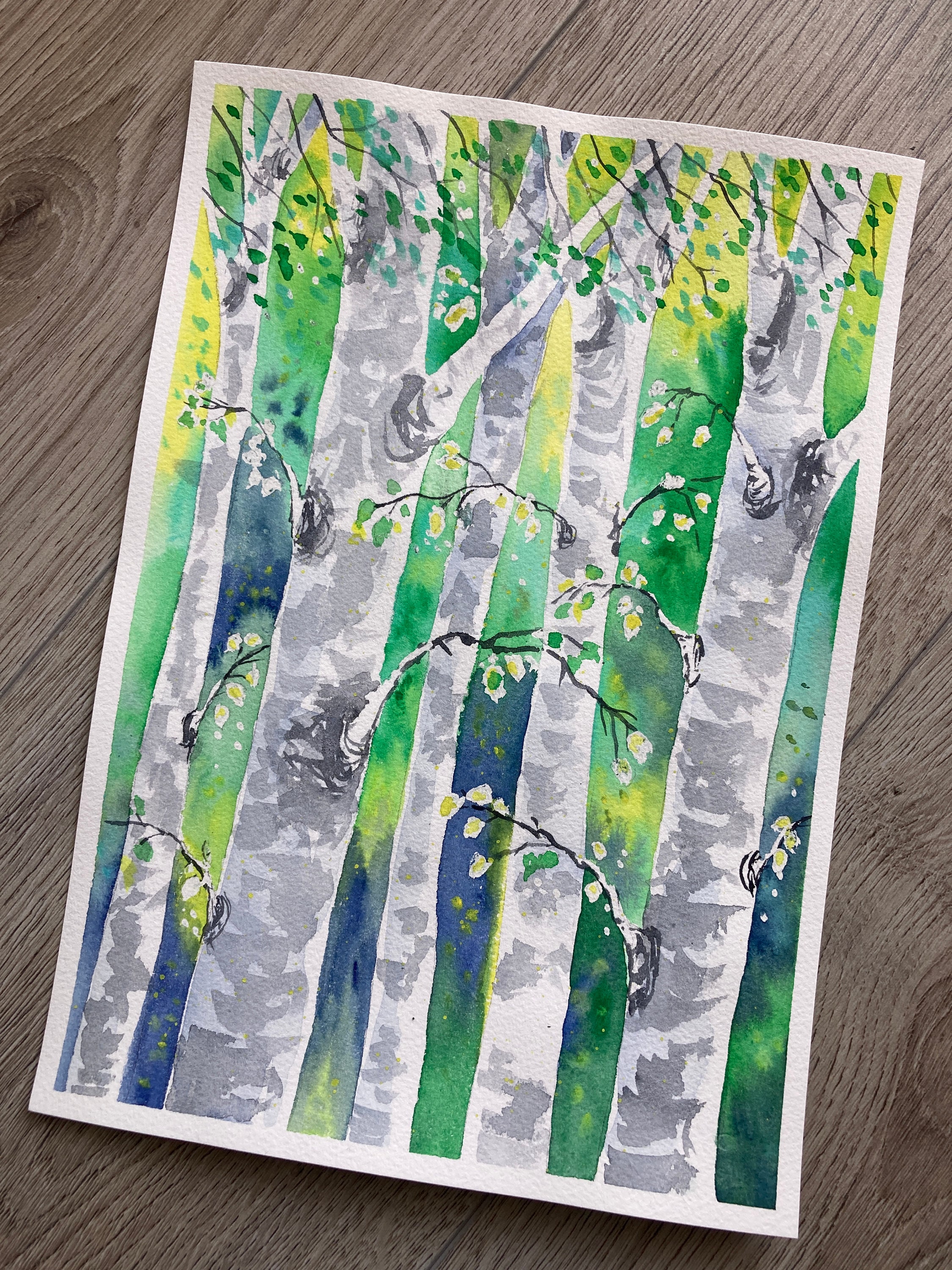 Original Watercolor Painting of Birch Trees, Birch Forest, Trees ...