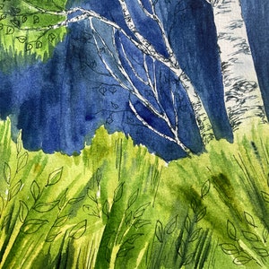 Original Watercolor Painting of Birch Trees in the Spring Forest ...