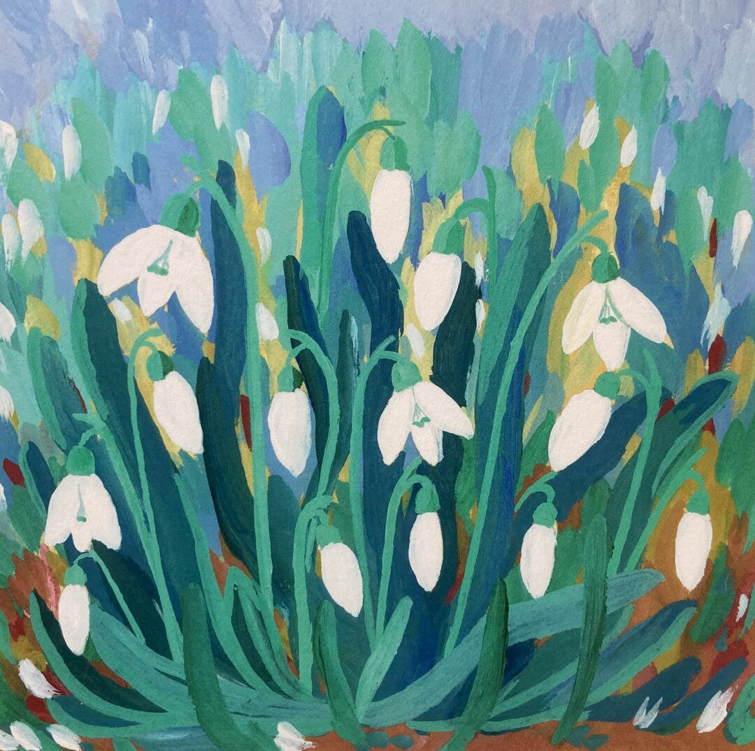 Art Print of My Original Gouache Illustration Snowdrops. Gentle Spring ...