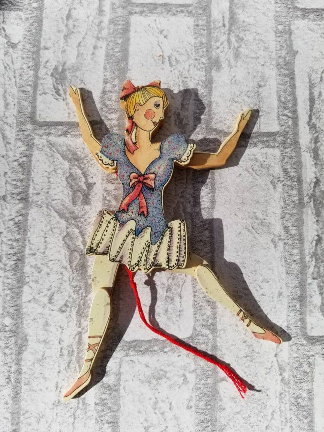 Vintage 80's! Wooden Puppet Ballerina Doll With Pull-string Mobility - Etsy