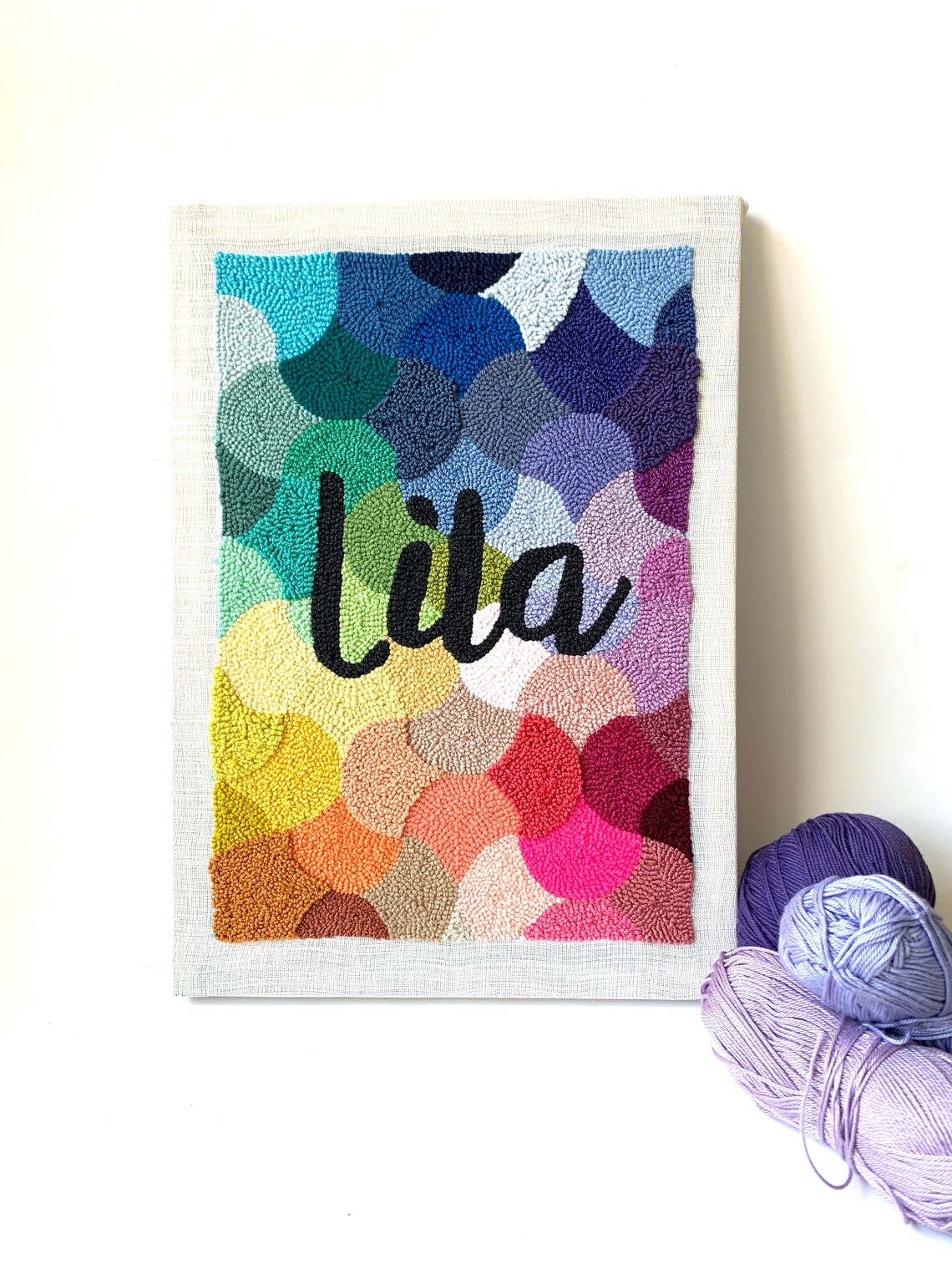 Rainbow Punch Needle Art Digital Pattern With Custom Name - Etsy