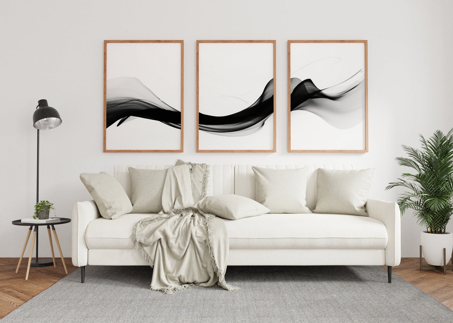 Modern Simple Wall Art Set of 3, Abstract Art Black and White Prints ...