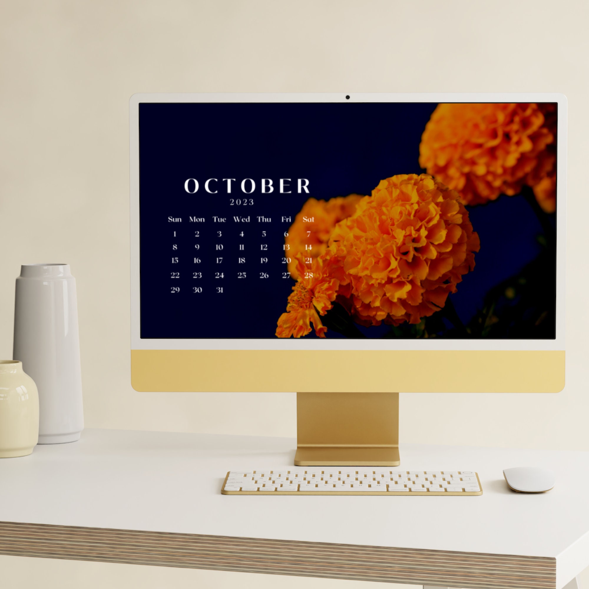 2023 Birth Flower Desktop Wallpaper Calendar, Desktop Background ...
