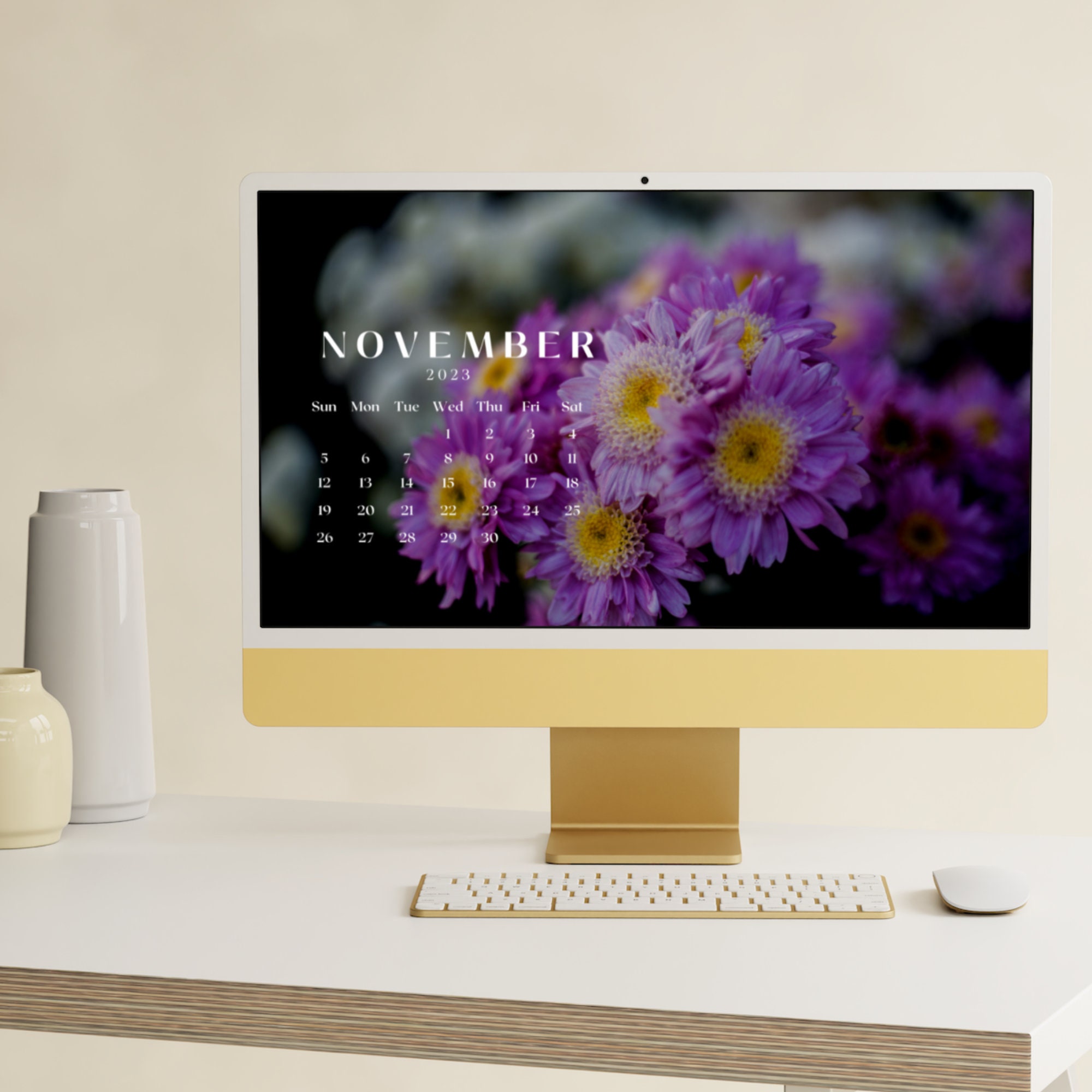 2023 Birth Flower Desktop Wallpaper Calendar, Desktop Background ...
