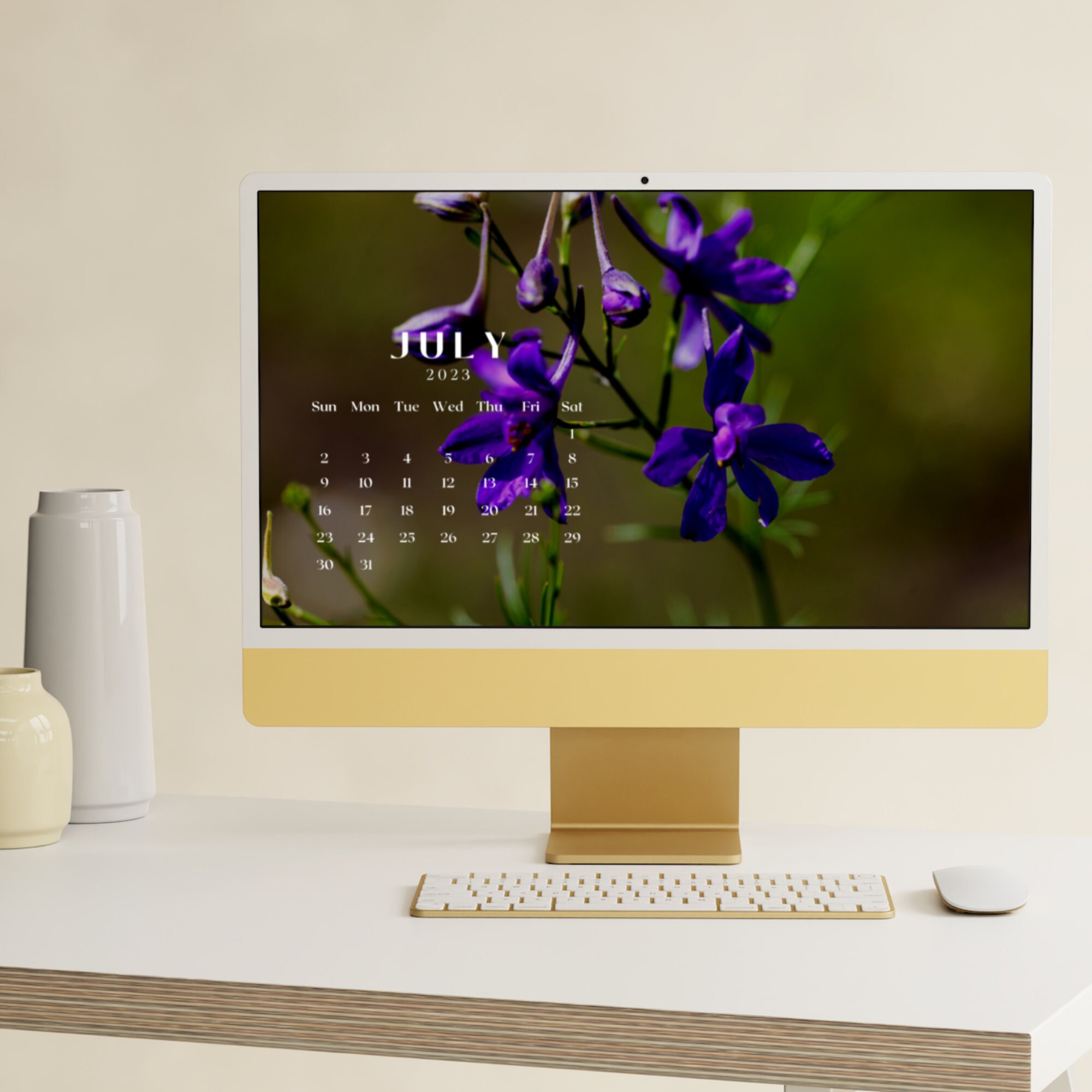 2023 Birth Flower Desktop Wallpaper Calendar, Desktop Background ...