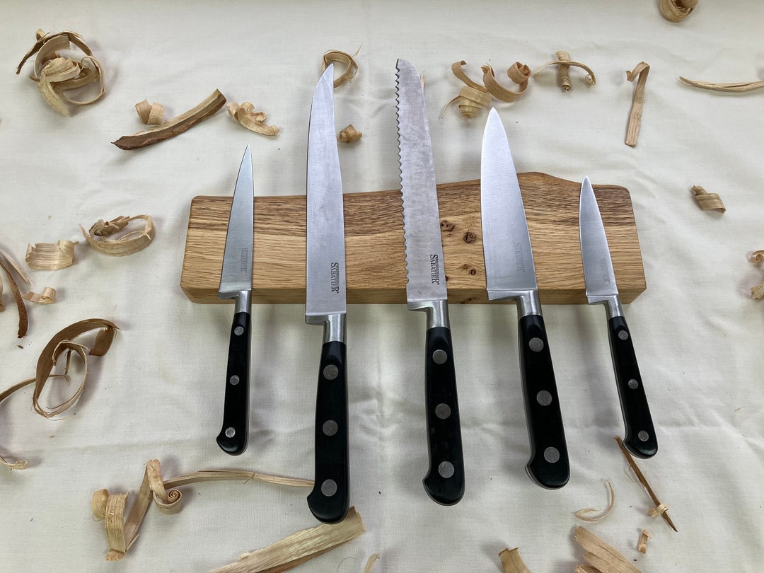 Rustic English Oak Magnetic Knife Holder Rack - Etsy