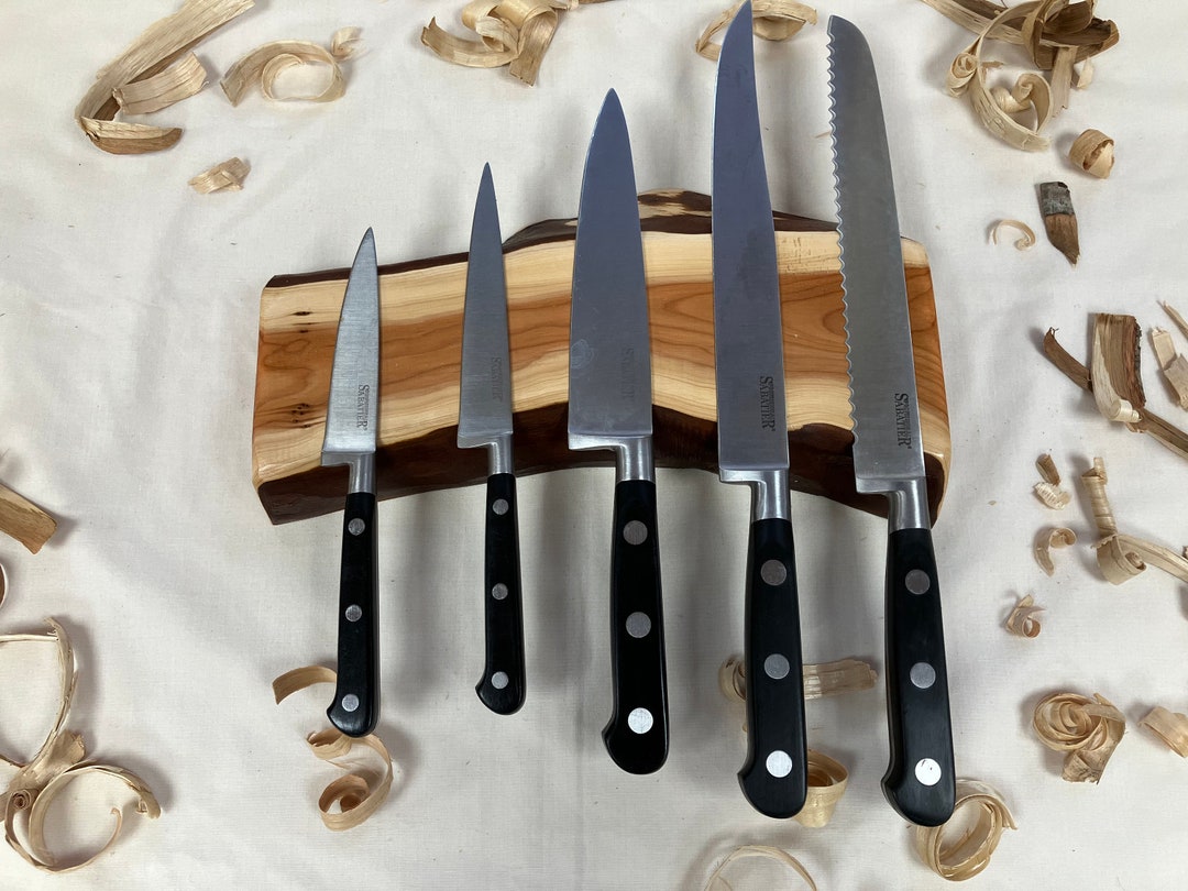 Rustic English Yew Magnetic Knife Holder Rack - Etsy