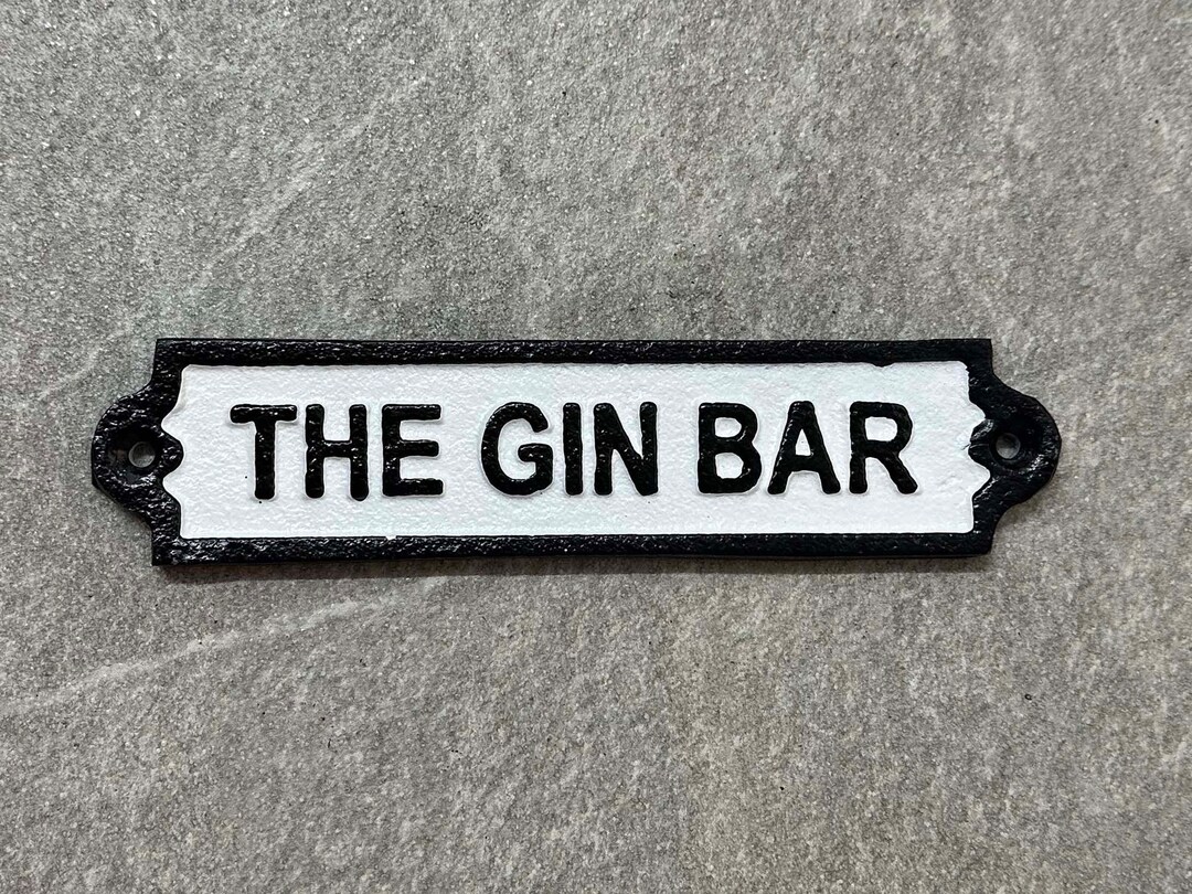 Gin Bar Sign Rustic Cast Iron Plaque Pub Home Man Cave Decor 22cm - Etsy UK