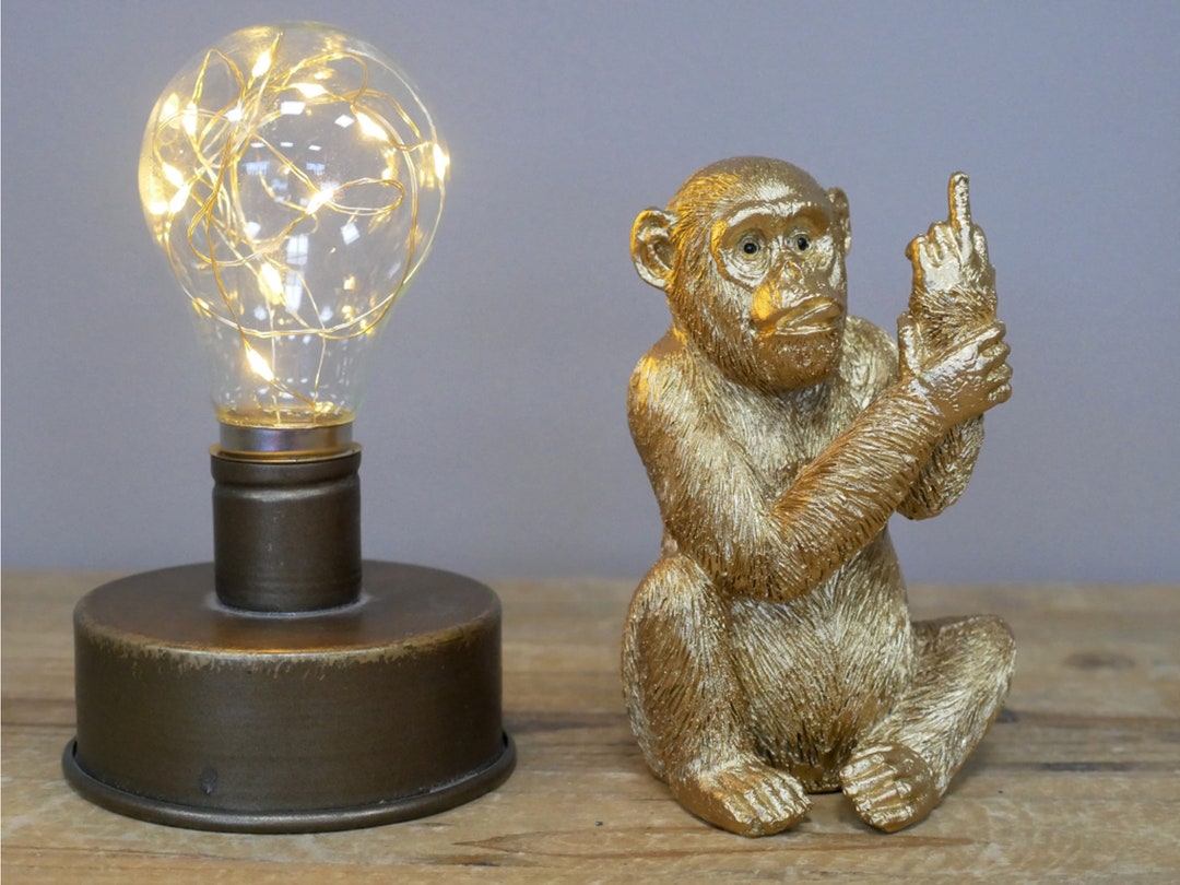 Rude Monkey Figure Chimpanzee Gold Ornament Resin 12cm Small Rude ...