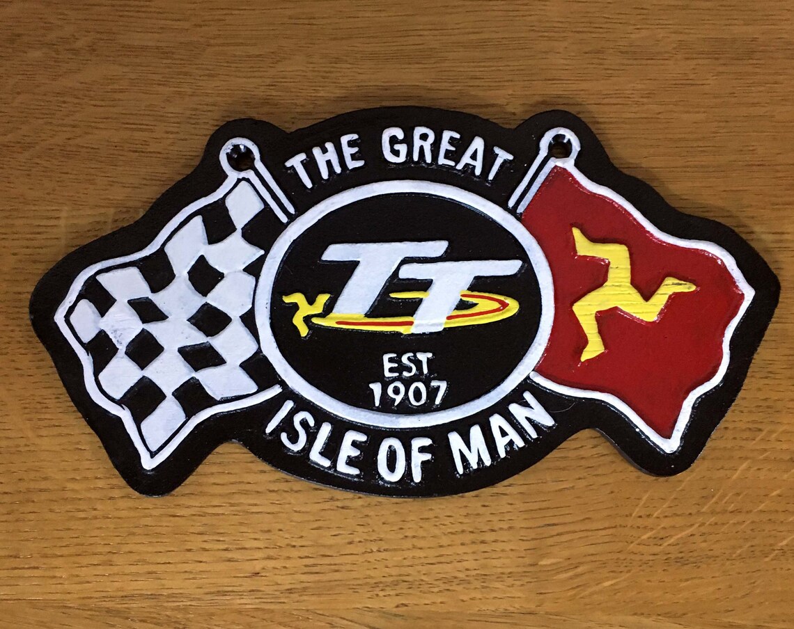 Isle Of Man TT Sign Large 24cm Motorcycle Races Cast Iron Man | Etsy