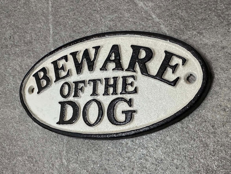 Beware of the Dog Sign Cast Iron Gate Sign Plaque With Screws Hand ...