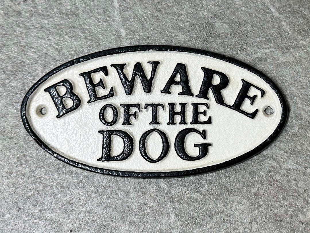 Beware of the Dog Sign Cast Iron Gate Sign Plaque With Screws Hand ...