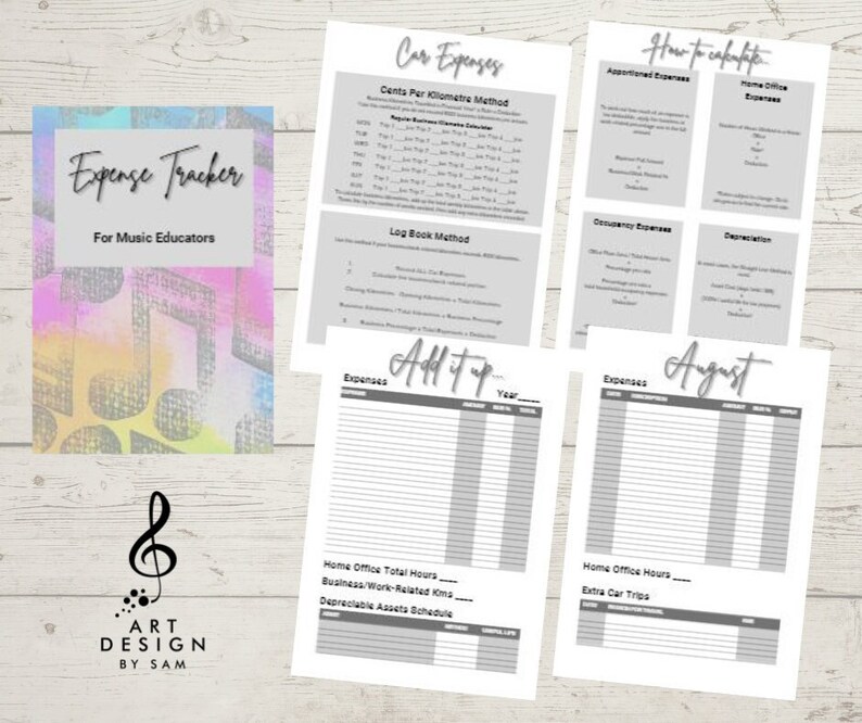 Expense Tracker for Music Educators, Tax Deduction Tracker, Educators ...