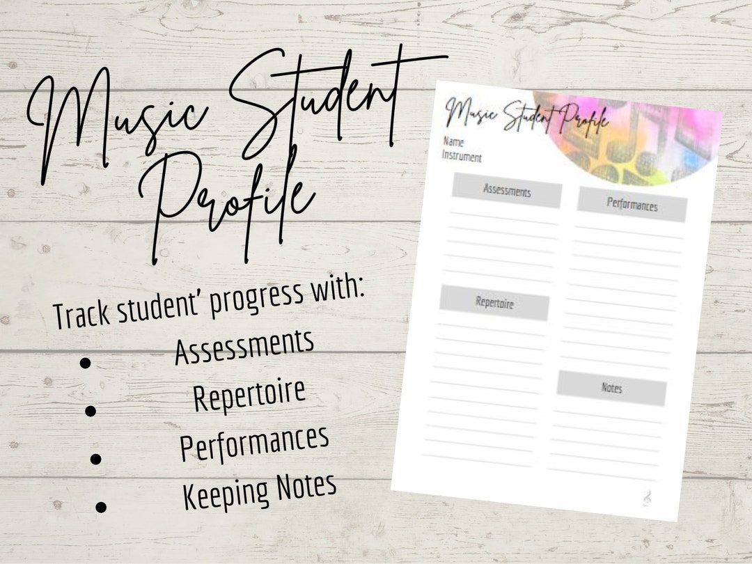 Music Student Profile Printable Tracking Page - Etsy