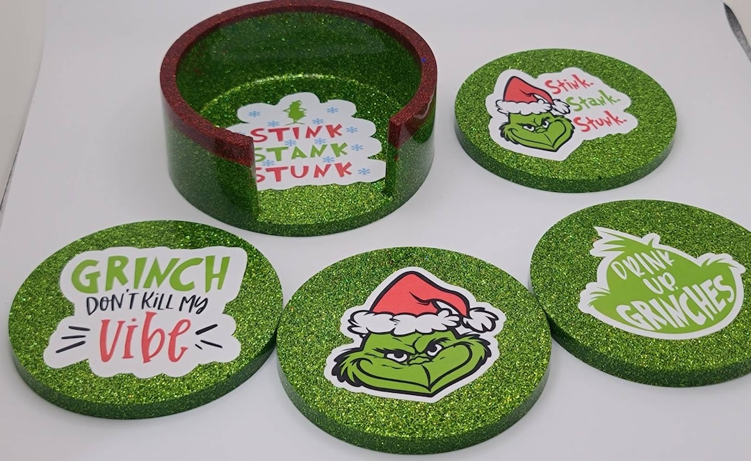 Grinchmas Coaster Set / Coaster Set / Grinch / Grinch Coaster - Etsy