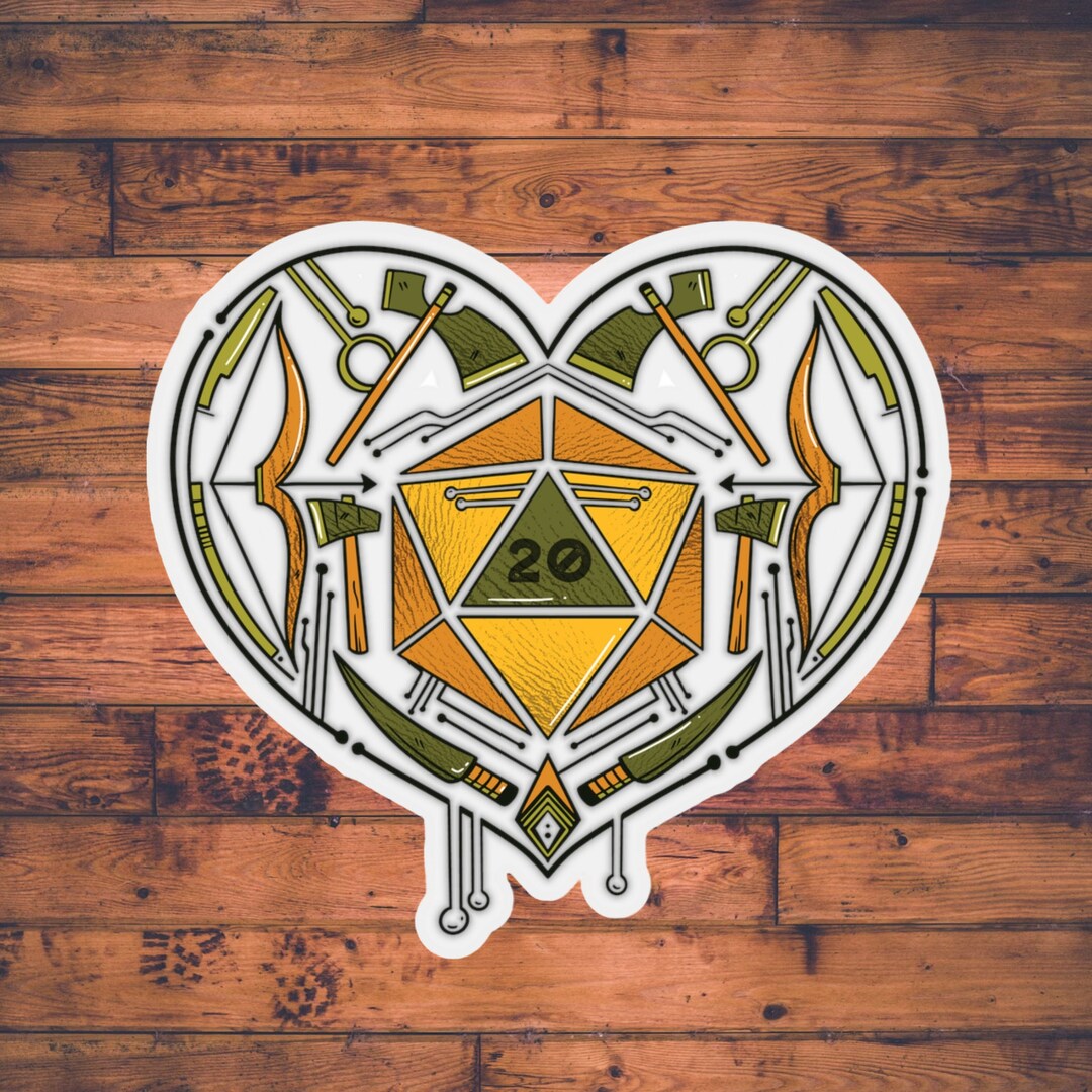 D20 Heart Sticker | Dnd Sticker | Dungeons and Dragons Stationary ...