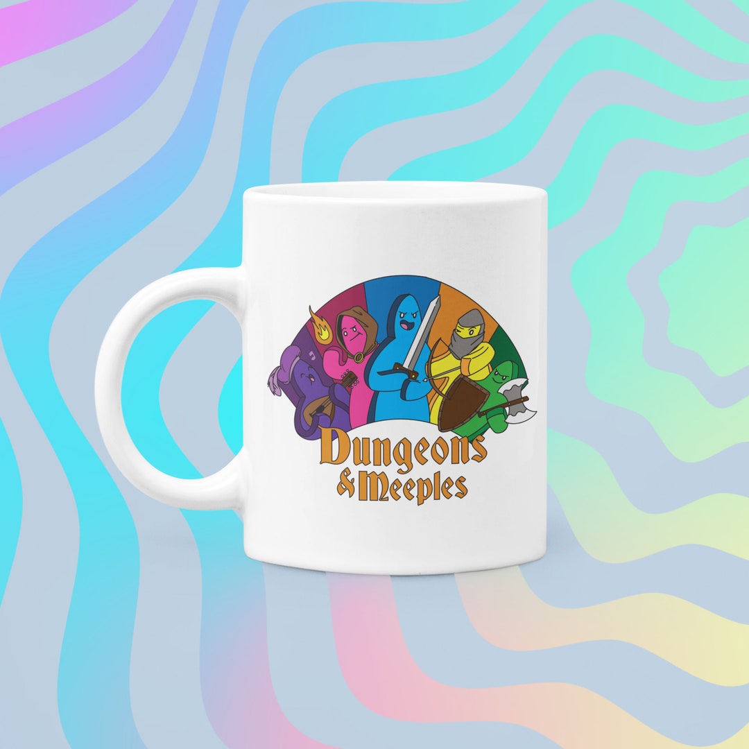 DUNGEONS AND MEEPLES Mug | Dungeons and Dragons Funny Meme Dnd Drinking ...