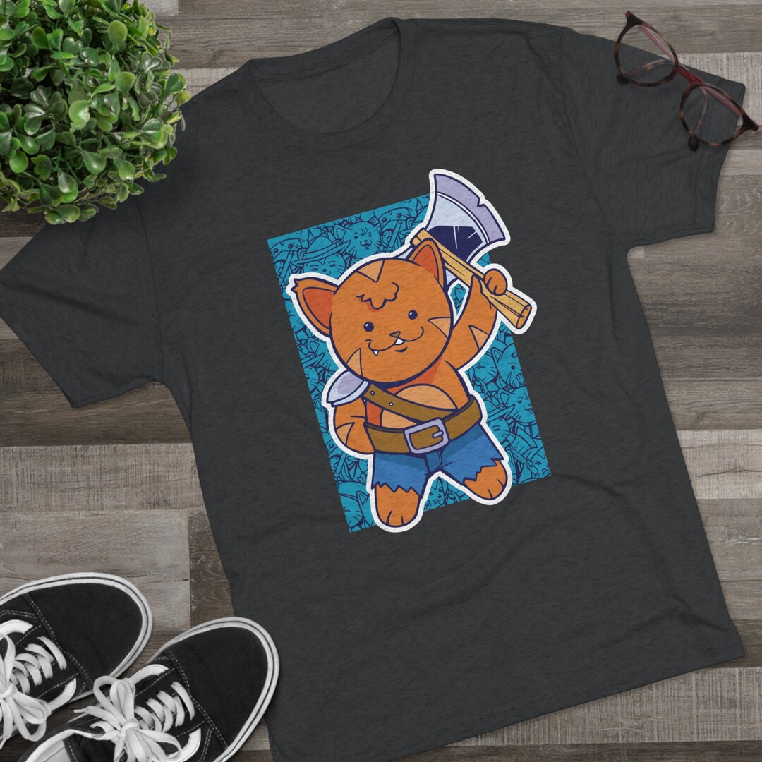 CAT BARBARIAN Dnd T-shirt, Dungeons and Dragons Tri-blend Graphic Tee ...