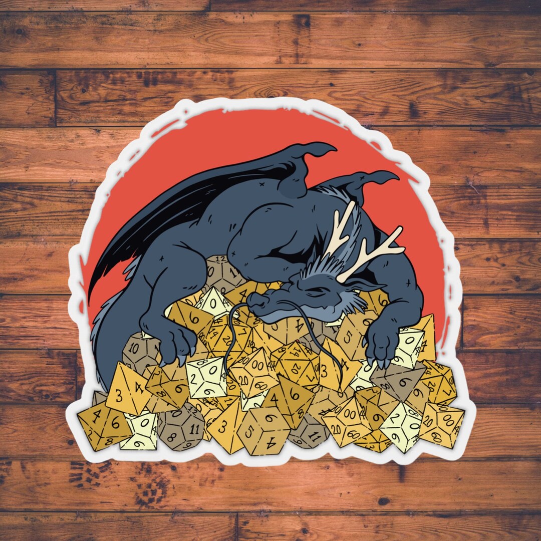 Dragon Hoarding Dice Sticker | Dnd Sticker | Dungeons and Dragons ...