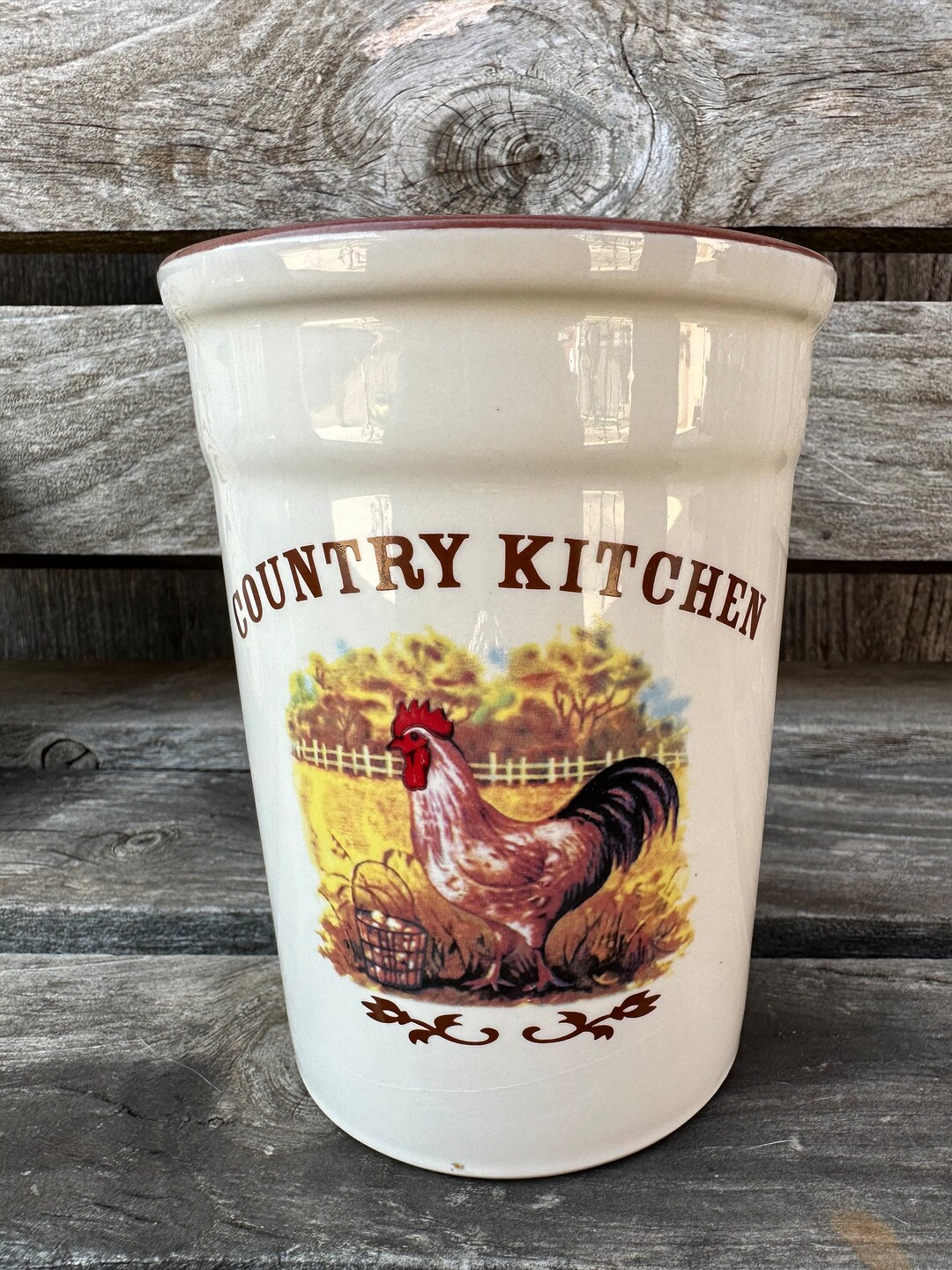 Vintage Country Kitchen Utensil Holder, Vintage Terracotta Utensil ...