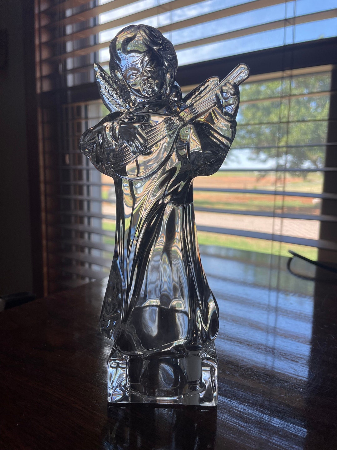 Vintage Mikasa Angel With Mandolin Figurine, Lead Crystal Angelic ...