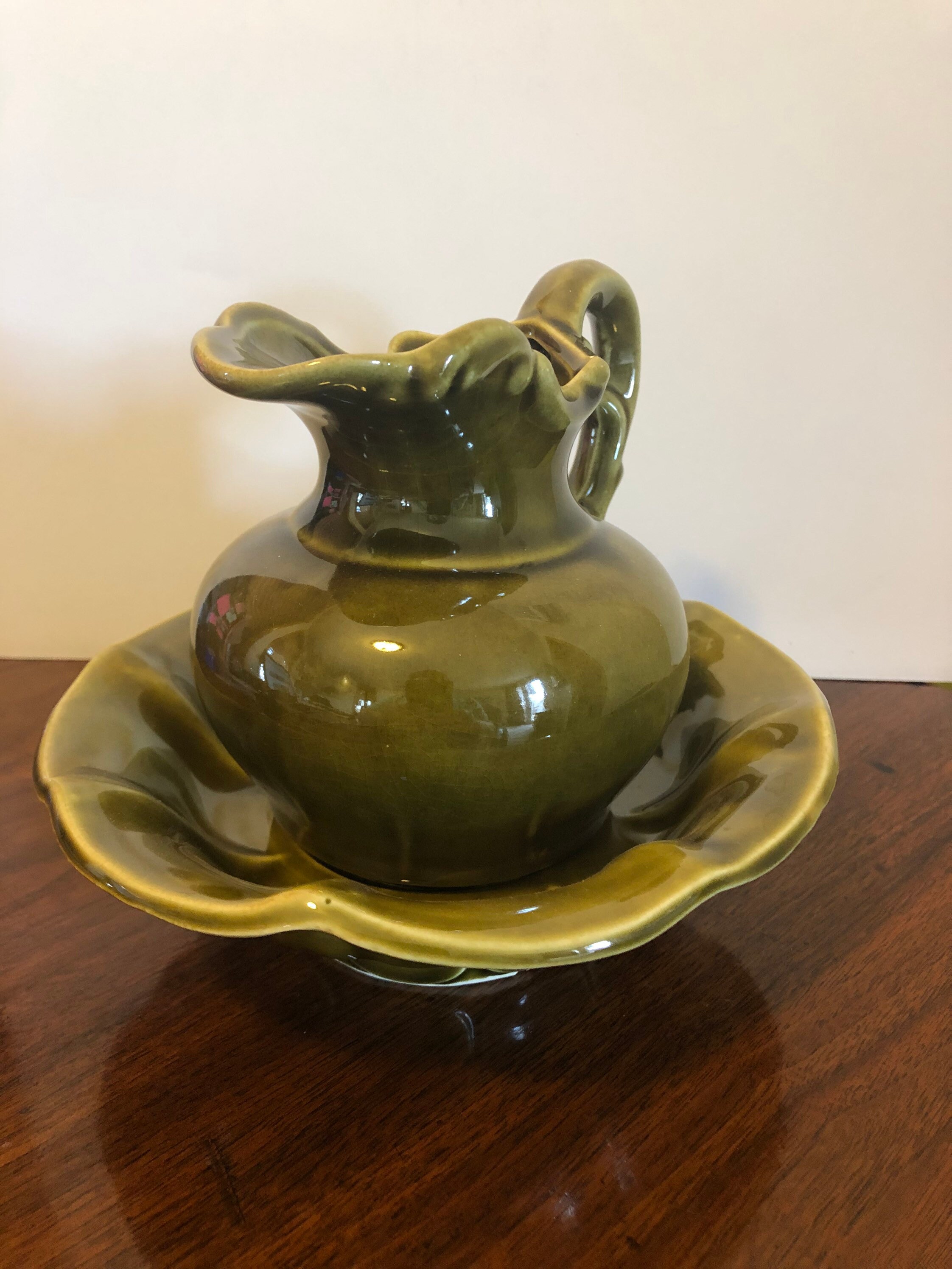 Vintage Mccoy Green Small Pitcher and Bowl Mccoy Pitcher and - Etsy