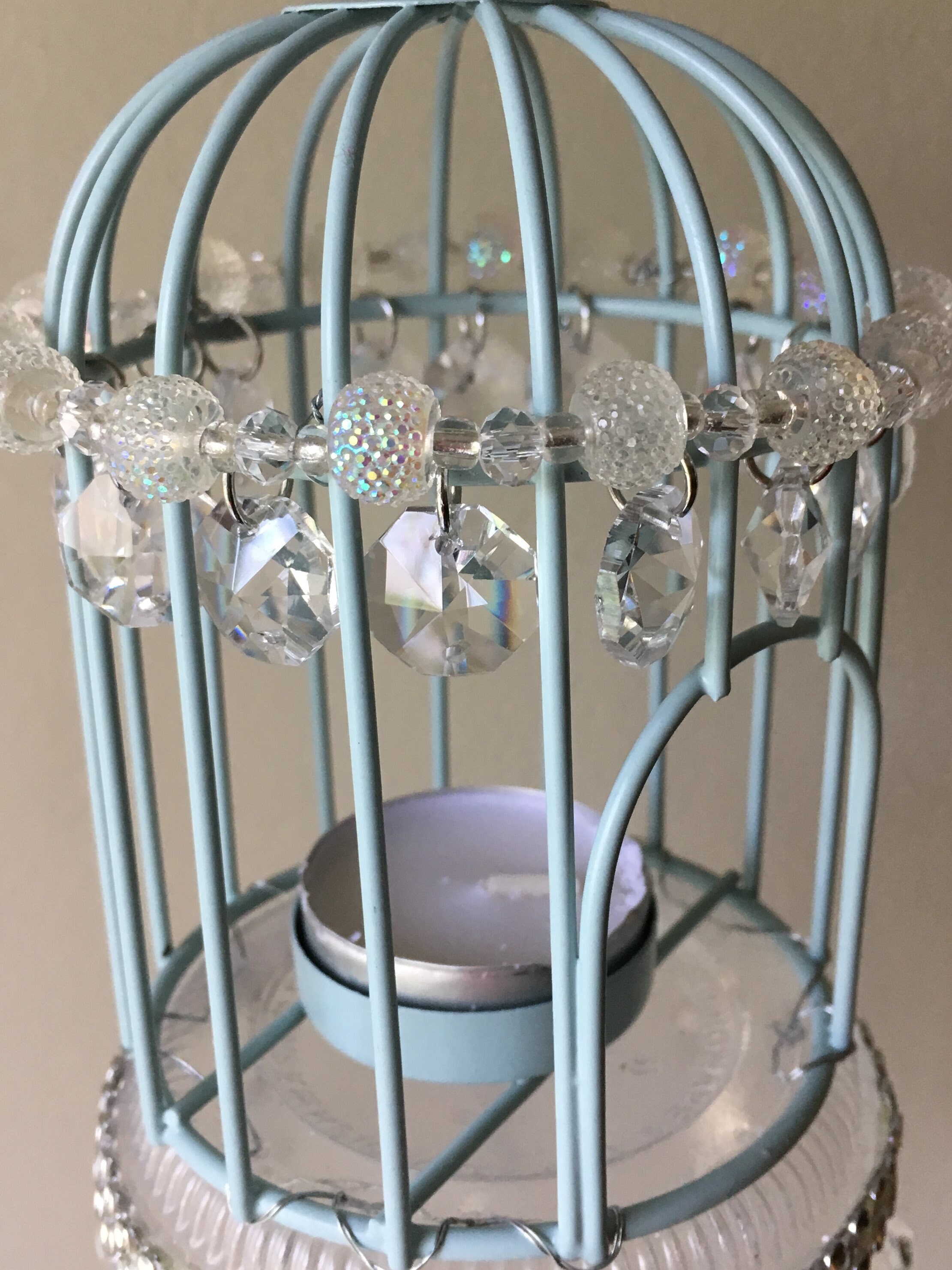 Miniature Birdcage is a Tea Light Holder Painted Blue and - Etsy