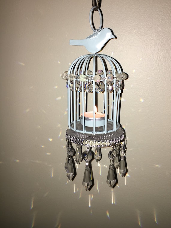 Miniature Birdcage is a Tea Light Holder Painted Blue and | Etsy