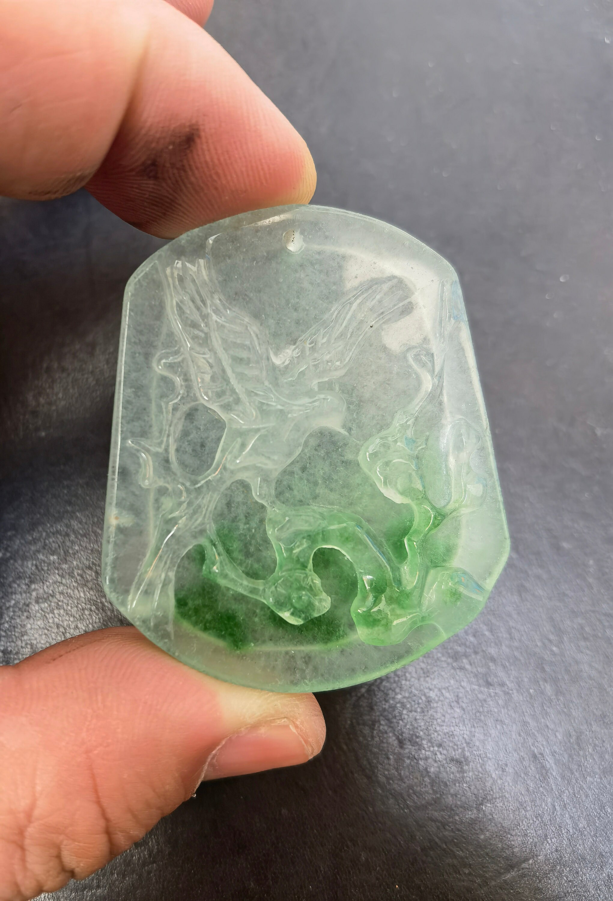 Jade Stone Bird Green Jade Stone Carved Bird Charm Pendant - Etsy