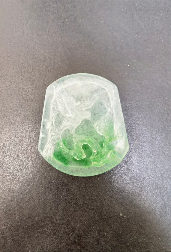 Chinese jade stone bird green jade stone carved bird charm | Etsy