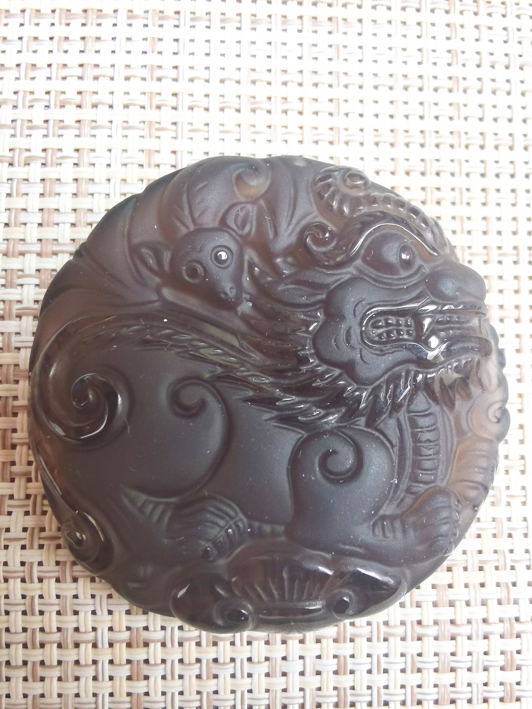 Natural Ice Species Obsidian Chinese Dragon Pendant Mascot - Etsy