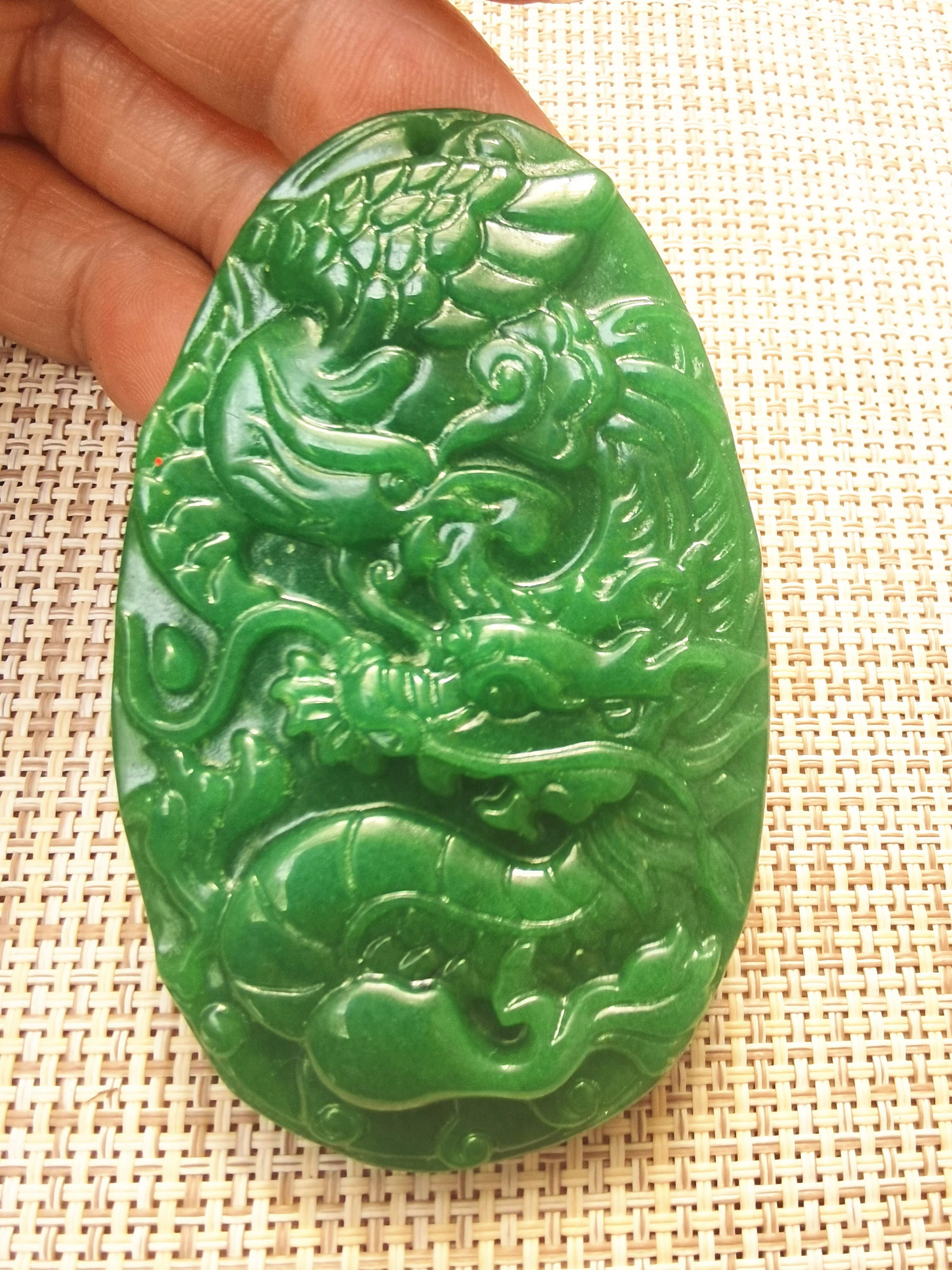 China green Jade carved Dragon Phoenix pendants Dragon Phoenix | Etsy