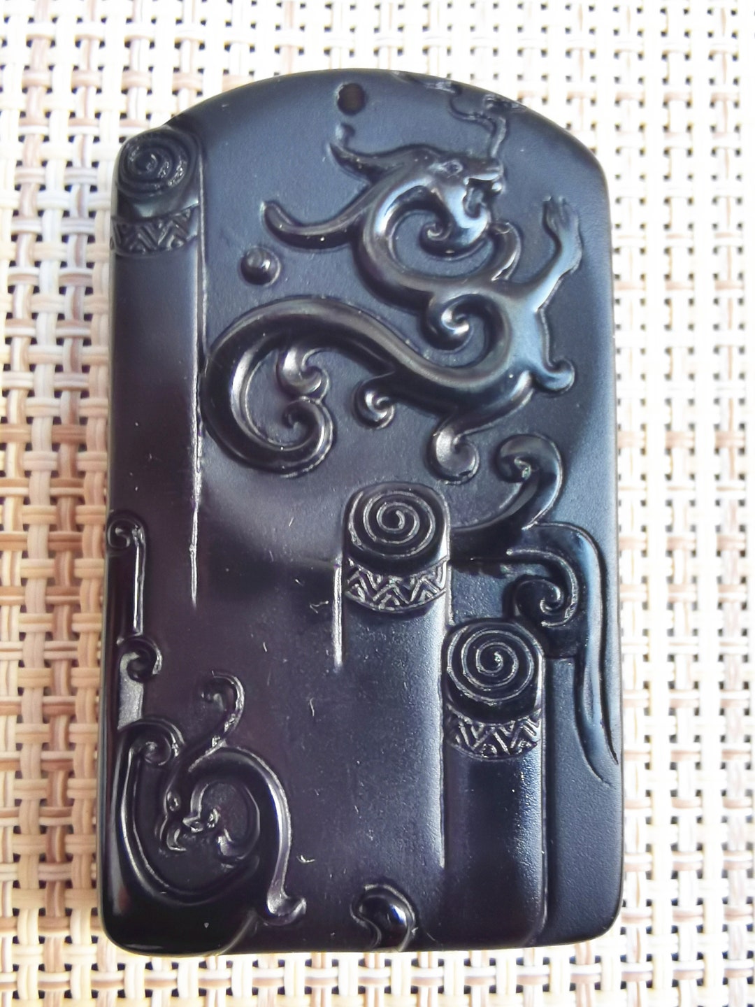 Natural Obsidian China Ancient Dragon Pendants - Etsy