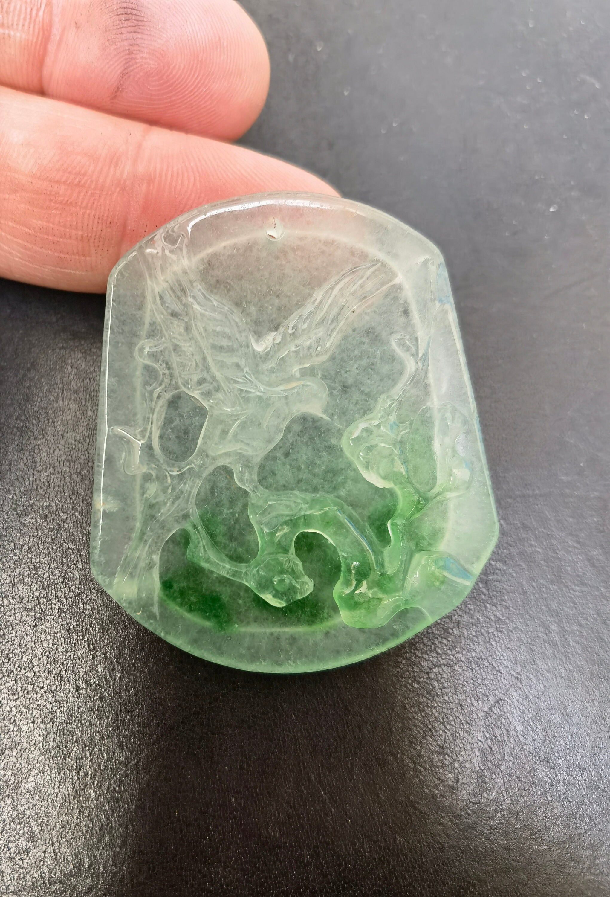 Chinese jade stone bird green jade stone carved bird charm | Etsy