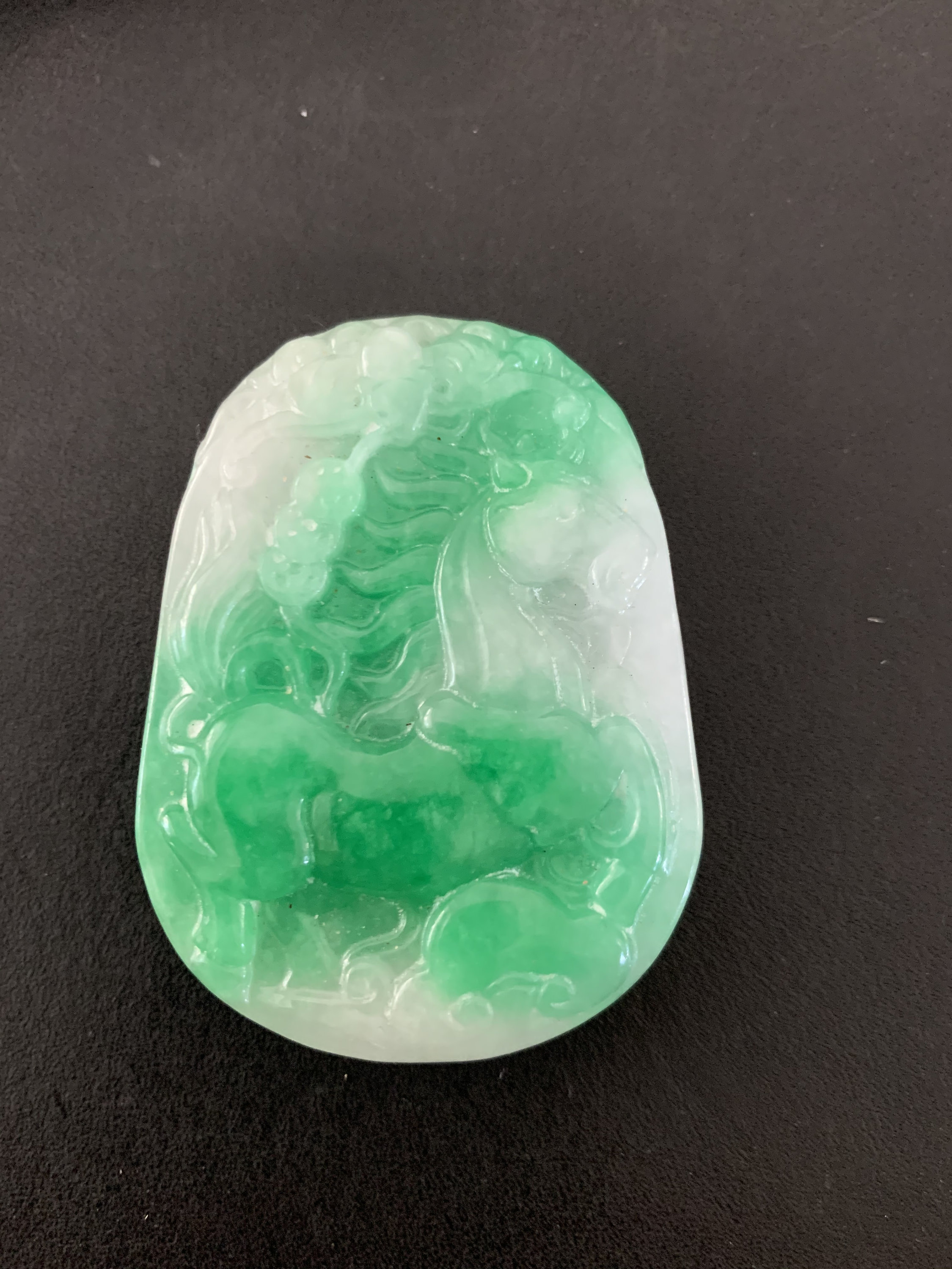 Chinese Green Jade Carved Chinese Zodiac Horse Charm Pendant - Etsy