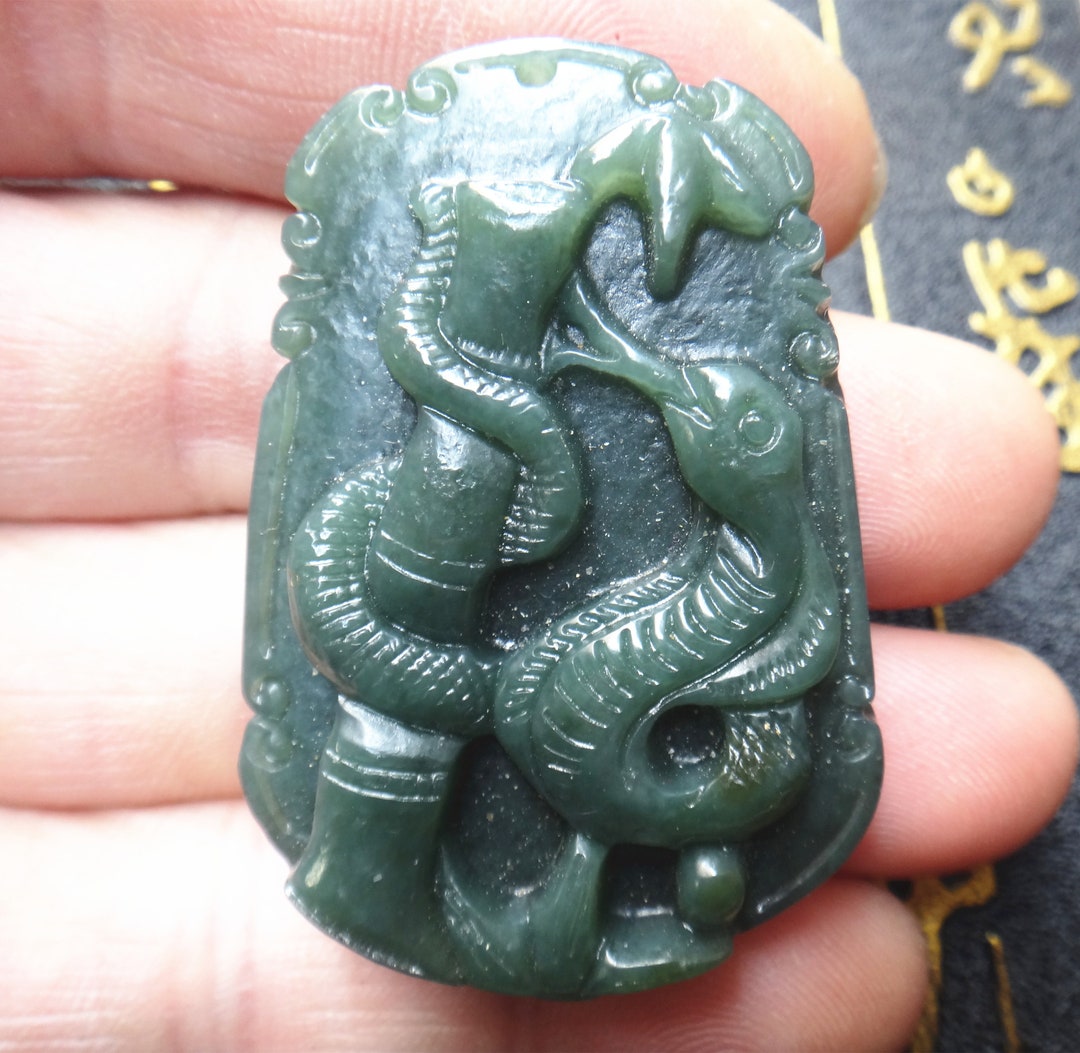 Natural Jade Carved Snake Pendants - Etsy