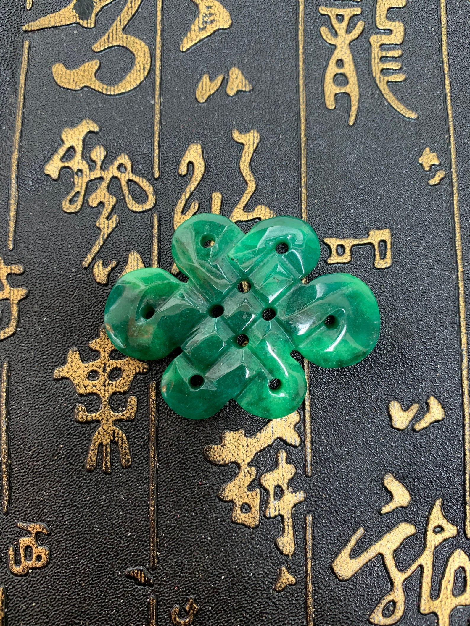Chinese Green Jade Carved Chinese Knot Charm Pendant - Etsy