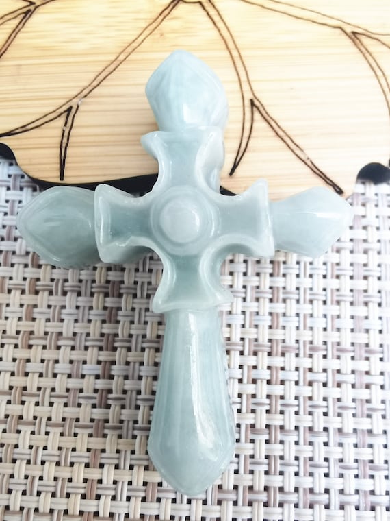 Natural Green Jade Cross Pendants - Etsy