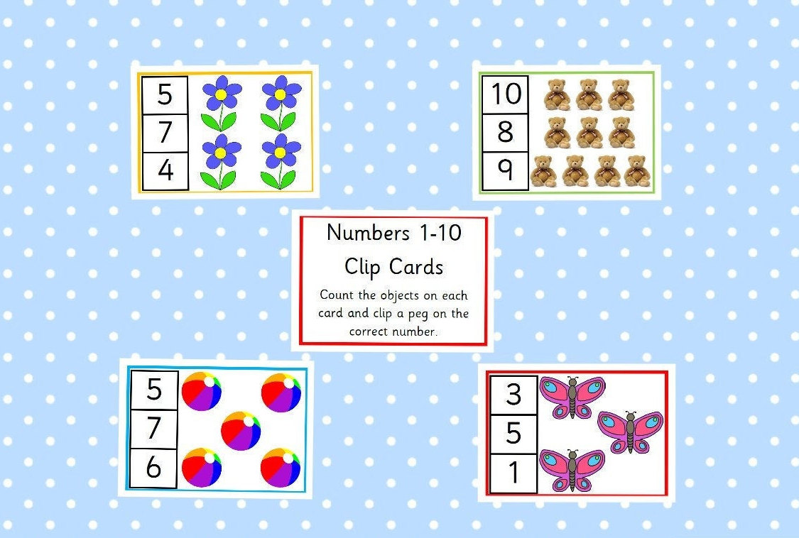 Printable Number Clip Cards 0-10 Peg Cards Counting Cards - Etsy UK