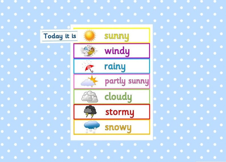 Printable Weather Chart EYFS Pre School Toddlers Nursery - Etsy UK
