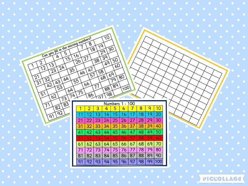 Printable Hundred Squares Hundred Grid Numbers to 100 KS1 - Etsy UK