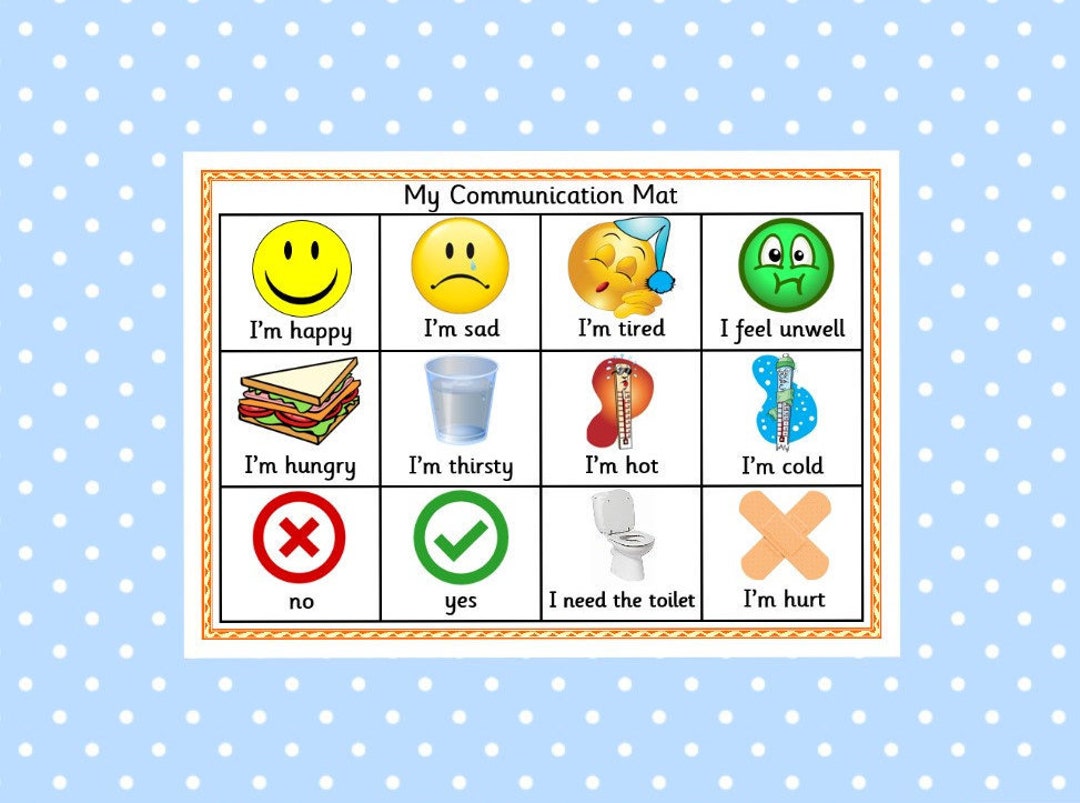 Printable Communication Mat, Non Verbal, ASD, Autism, ADHD, PECS ...