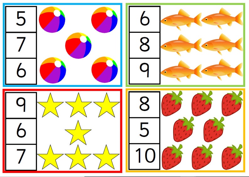 Printable Number Clip Cards 0-10 Peg Cards Counting Cards - Etsy UK