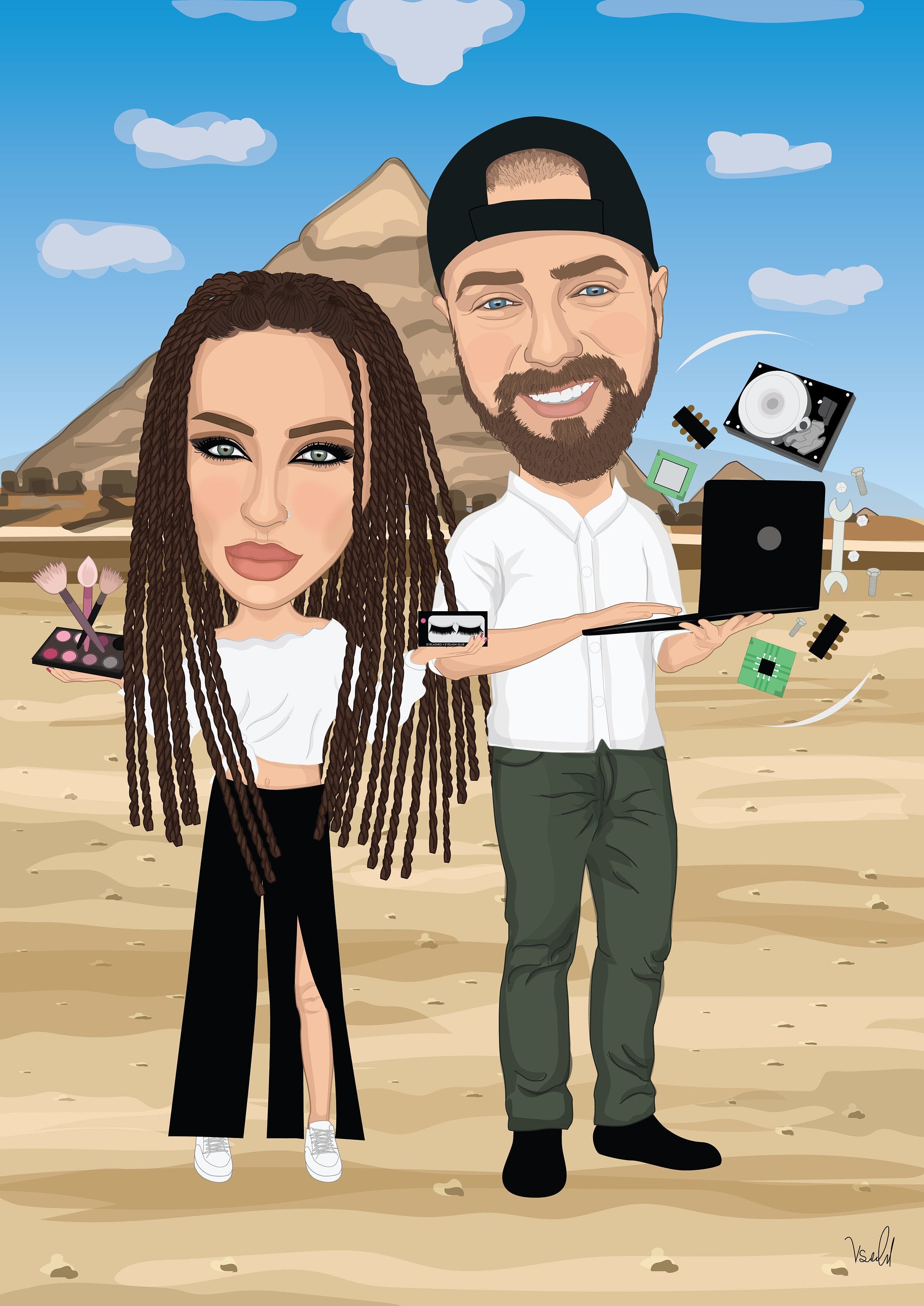 Custom Digital Portrait Illustration Custom Digital | Etsy