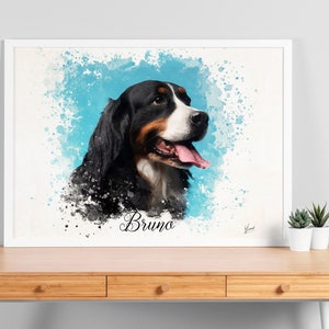 Custom Pet Portrait, Digital Watercolor Pet Portrait, Watercolor Effect ...