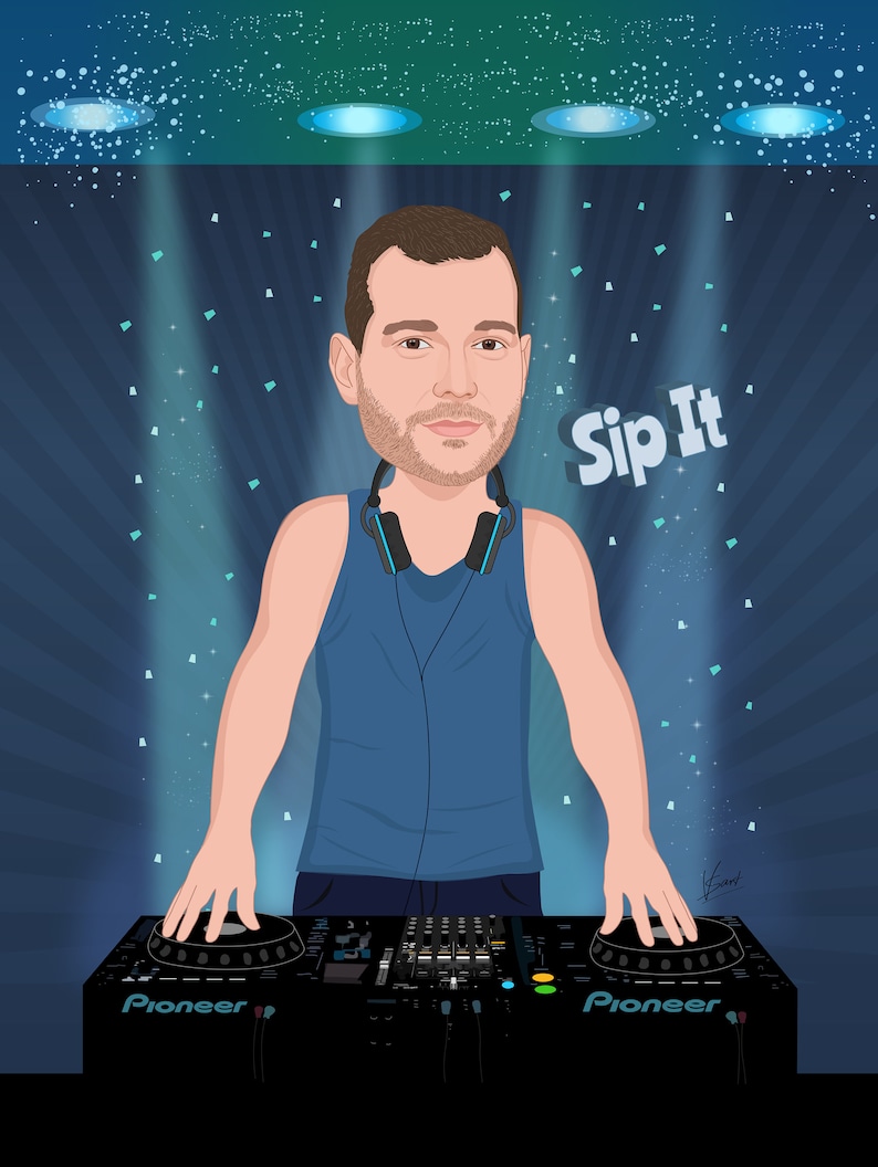 Custom Dj Portrait Custom Dj Gifts for Men Custom Dj | Etsy