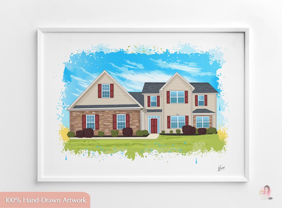 Custom Home Portrait, Watercolor House Painting From Photo, First Home ...